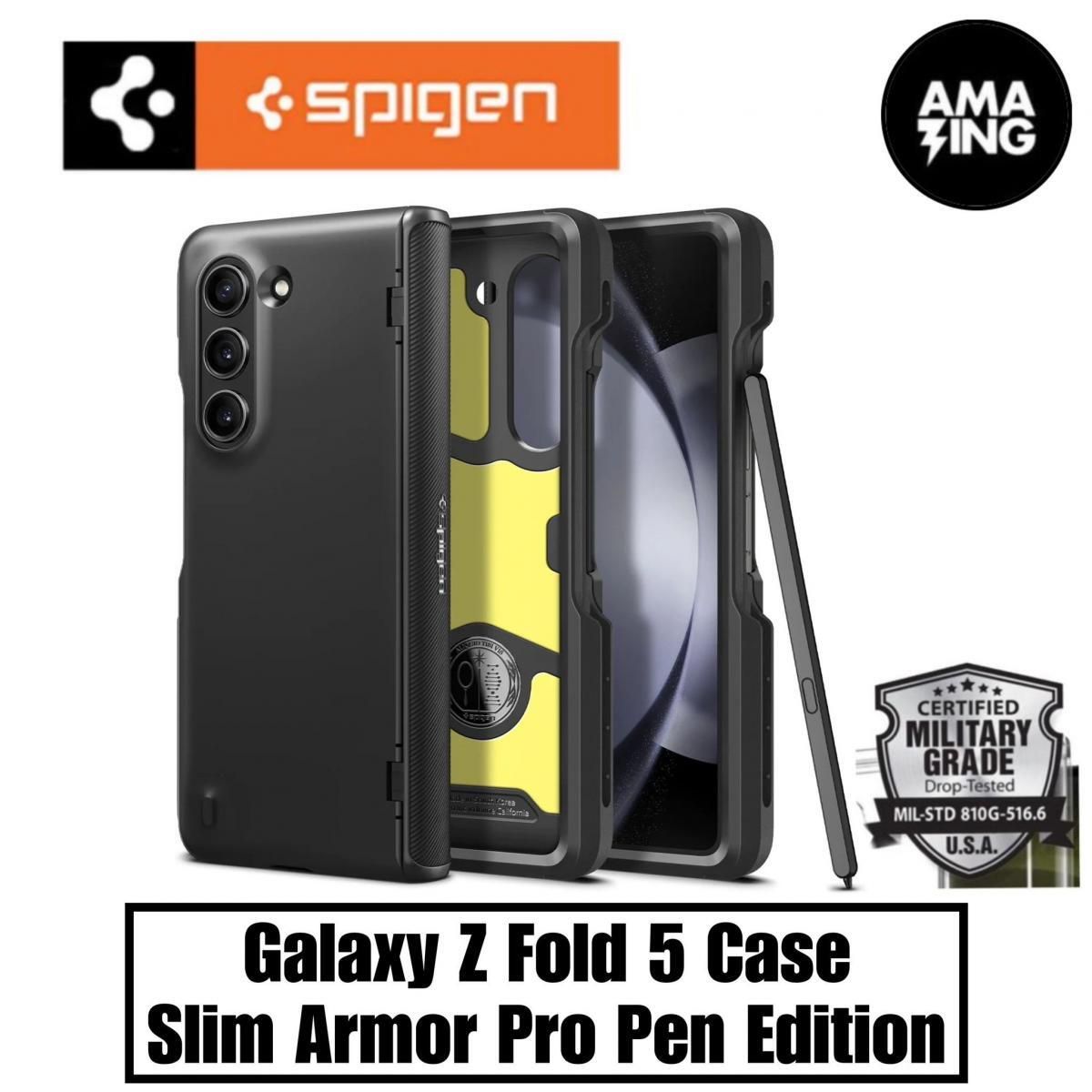 Spigen | Spigen Slim Armor Pro pen Edition ( 帶筆位) 專為 Galaxy Z Fold 5 設計的保護套 (2023) - 黑色 pen ...