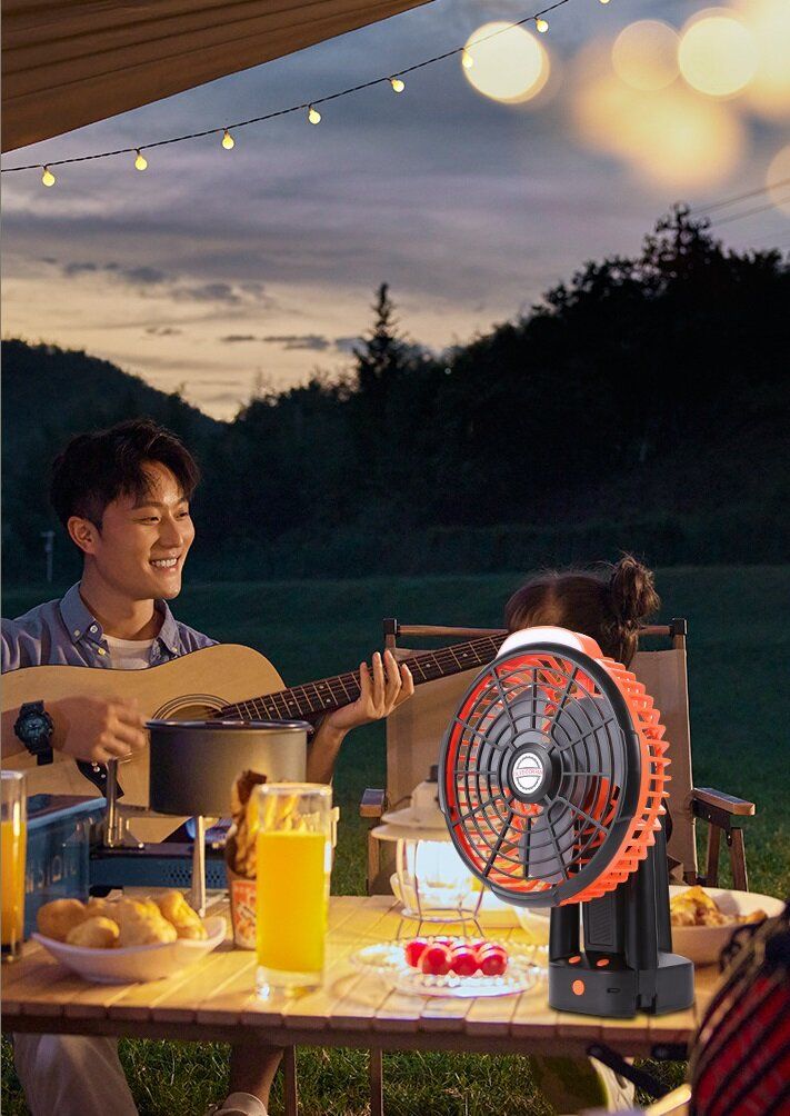 全城熱賣 | [黑] 室內戶外露營BBQ兩用 二合一大容量可折疊三腳架可掛式風扇燈 | HKTVmall 香港最大網購平台