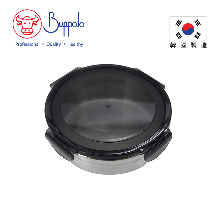 BUFFALO | 牛頭牌韓國製304J1不銹鋼圓形密實保鮮食物盒 730ml（可用於微波爐）(BFX006-C073) | 顏色 : 黑色 | HKTVmall 香港最大網購平台