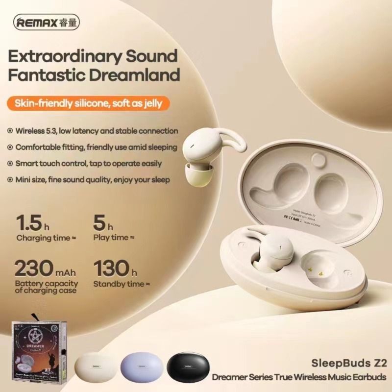 REMAX | SleepBuds Z2 夢想家 真無線立體聲音樂通話耳機 藍牙耳機 運動耳機 超長待機 睡眠真無線耳機 新款上市 音質靚 | 顏色 : 紫色 | HKTVmall 香港最大網購平台