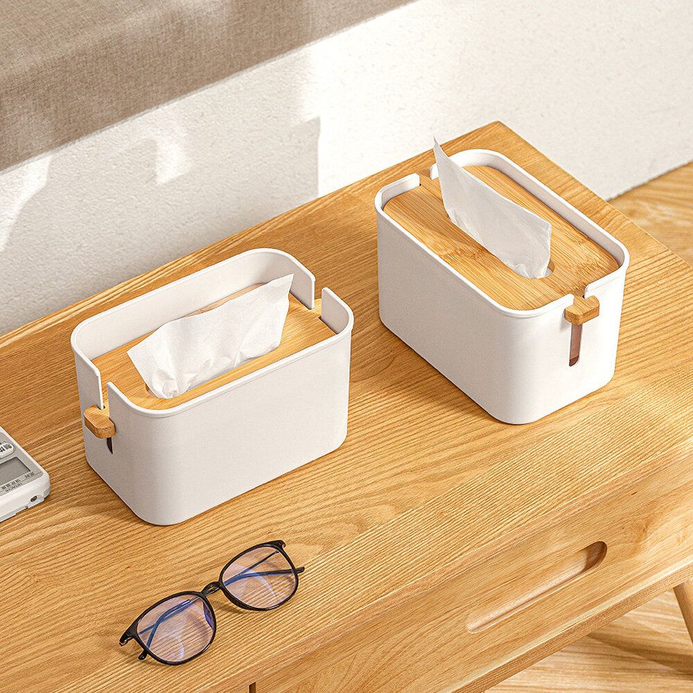 屯京 | Automatic Lifting Tissue Box Japanese Unprinted Bamboo Wood ...