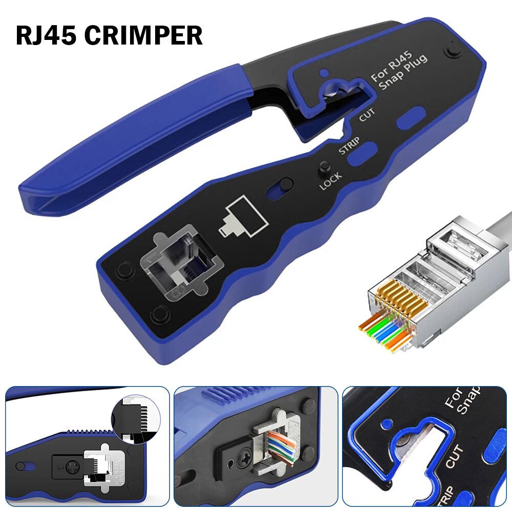 Tuenmall | RJ45 EZ Crimper Cat5e 6 7 HD Pass Through Network Connector ...