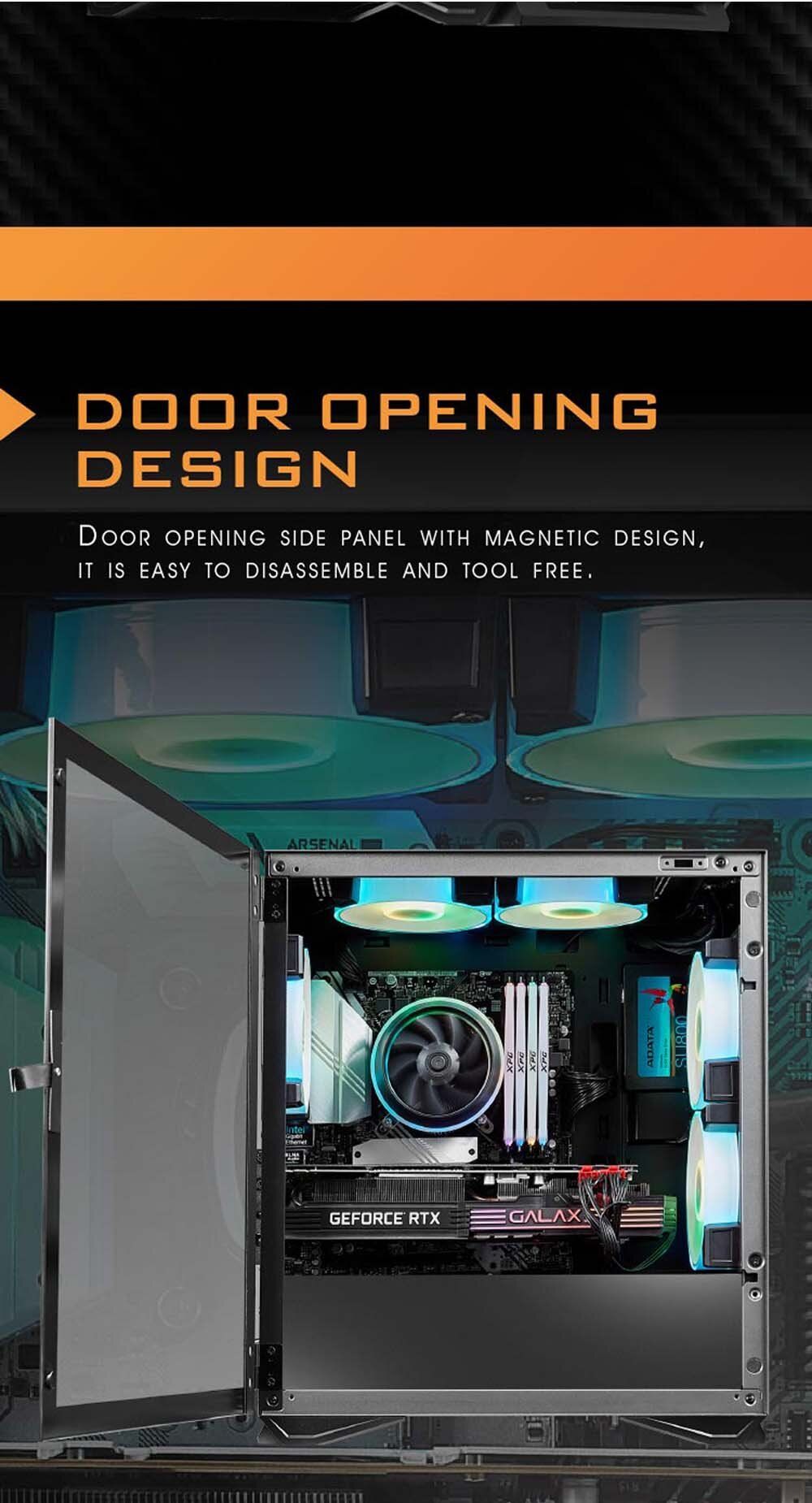 darkFlash | DLM22 M-ATX Mini Tower Case [粉紅] 簡約設計, 一體成型, 自由玻璃門 送: 4 把 ...