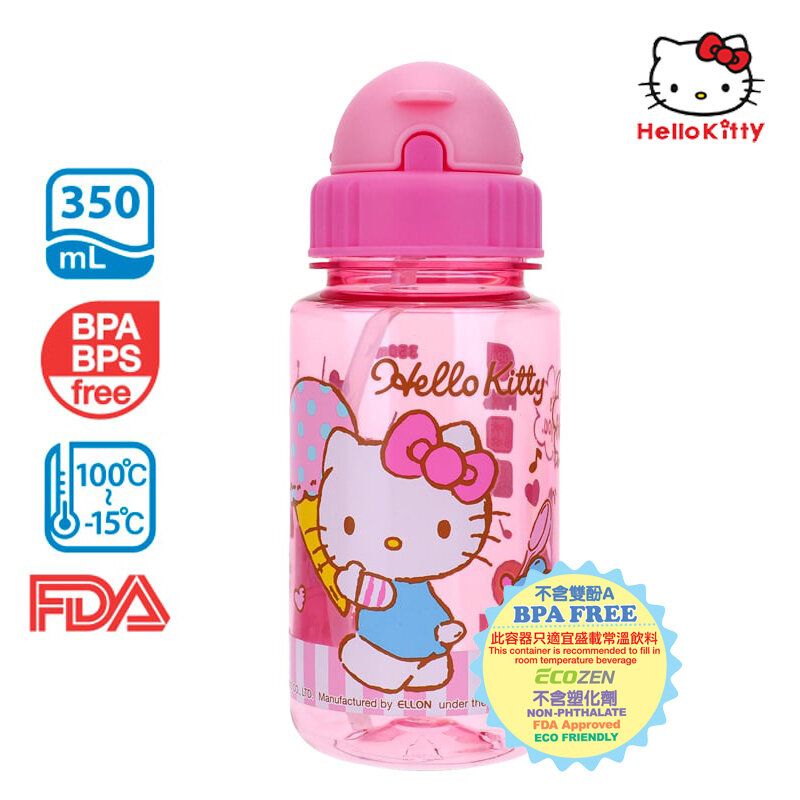 SANRIO | Hello Kitty 350ml 膠水樽連飲管/吸管水壺 | HKTVmall 香港最大網購平台