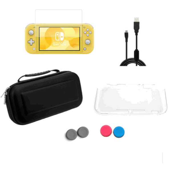 Others | switch lite收納盒（lite加厚包黑色+背平一體水晶殼+線+鋼化膜+搖桿帽黑色2個紅藍各1個） | HKTVmall 香港最大網購平台