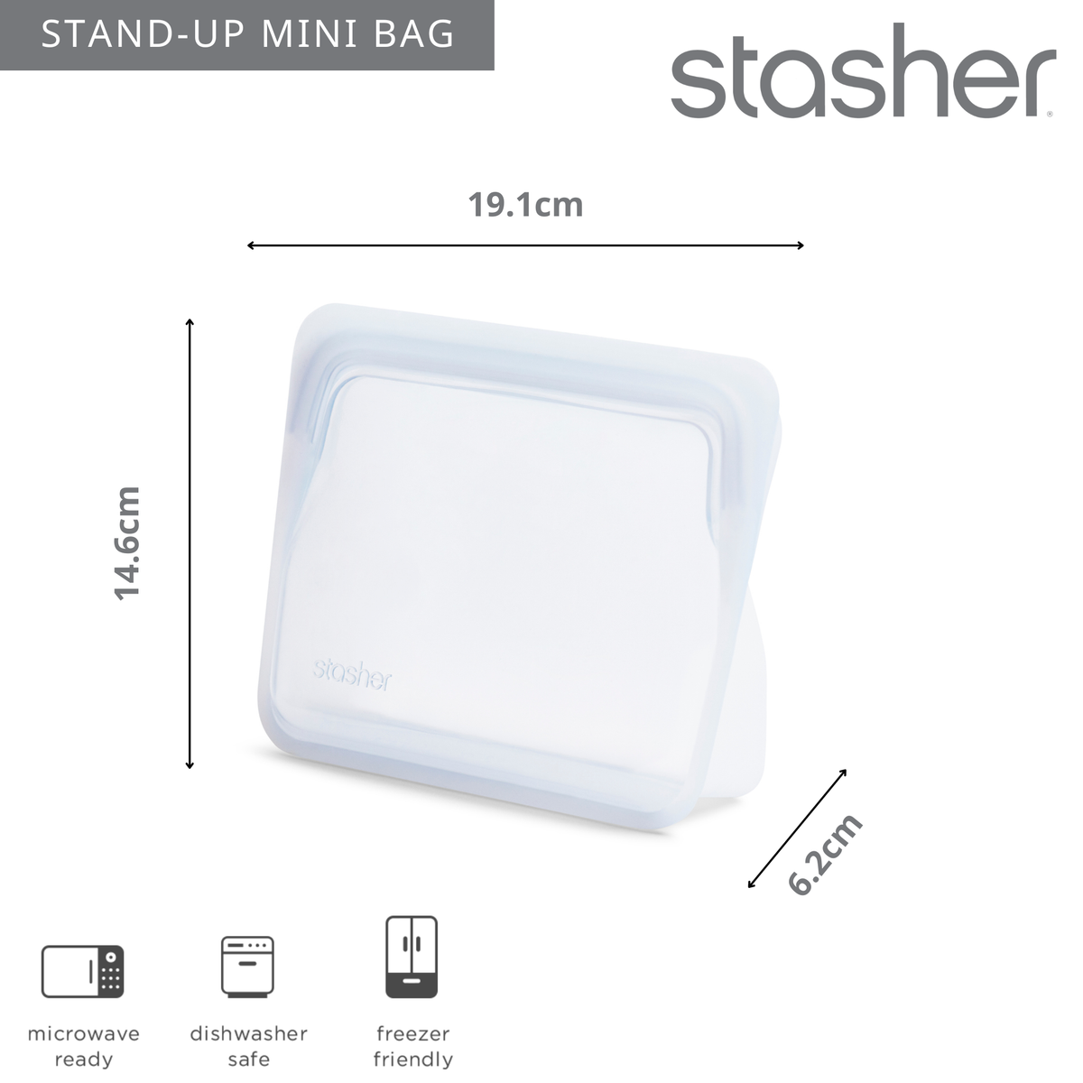 Stasher | 可重複使用矽膠立體迷你食物袋 (28 oz) - 透明色 | HKTVmall 香港最大網購平台