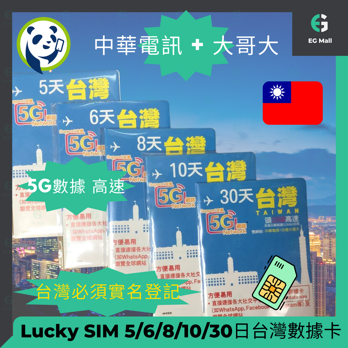 Lucky | Lucky Sim Lucky2 5G LTE 台灣 5日 5GB 極速 高速 外遊數據卡 旅行 無限數據卡 使用限期 30 ...