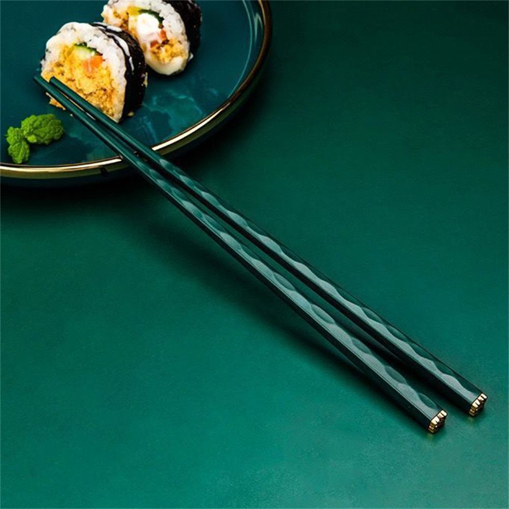 Tuenmall | [5 pairs Green] alloy chopsticks high-grade non-slip ...