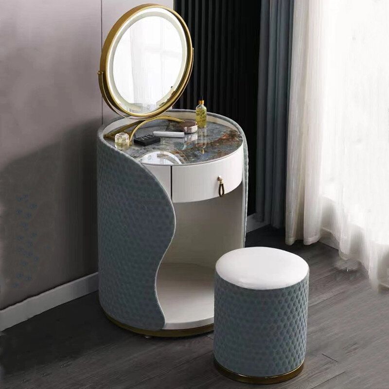 CLASSIC FURNITURE | Solid wood dressing table simple round slate ...