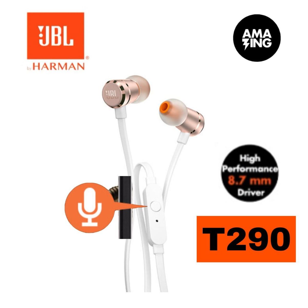 JBL | JBL Tune 290 入耳式耳機 T290 Pure Bass 聲音 一鍵式遙控器/麥克風/免提通話 black 粉紅 ...
