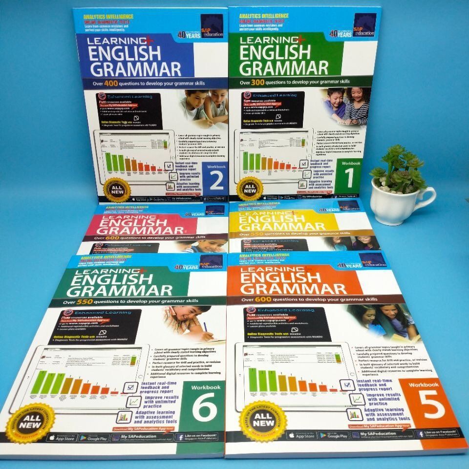 SAP | 一套6冊-「小學英文必備」SAP Learning Grammar Workbook 1-6年級新加坡頂級教輔 英語語法練習冊6冊 ...